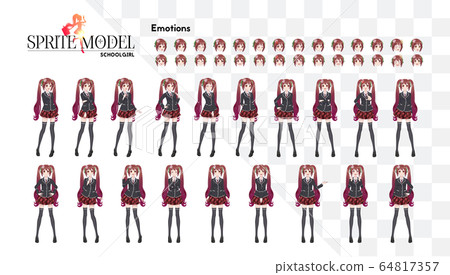 Set of emotions. Sprite full length character for - Stock Illustration ...