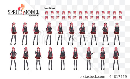 Set of emotions. Sprite full length character for - Stock Illustration ...