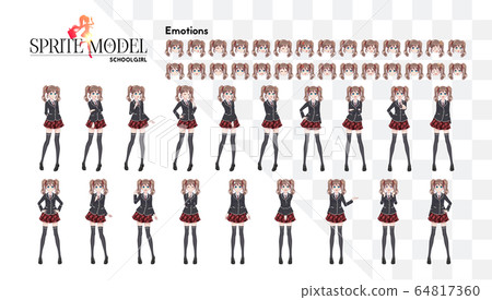 Set of emotions. Sprite full length character for - Stock Illustration ...
