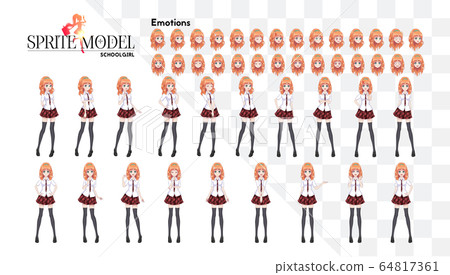 Set of emotions. Sprite full length character for - Stock Illustration ...