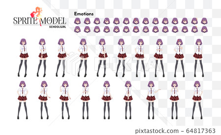 Set of emotions. Sprite full length character for - Stock Illustration ...