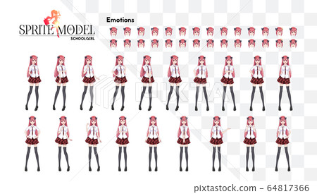 Set of emotions. Sprite full length character for - Stock Illustration ...