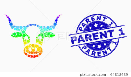 Vector Spectrum Dotted Cow Head Icon and... - Stock Illustration ...