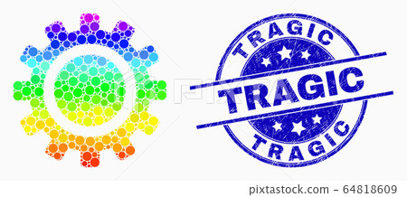 Vector Rainbow Colored Pixel Cog Icon and... - Stock Illustration ...