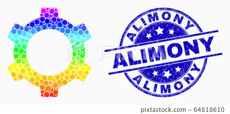 Vector Rainbow Colored Pixel Cog Icon and... - Stock Illustration ...