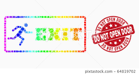 Vector Rainbow Colored Pixelated Emergency Exit... - Stock Illustration ...
