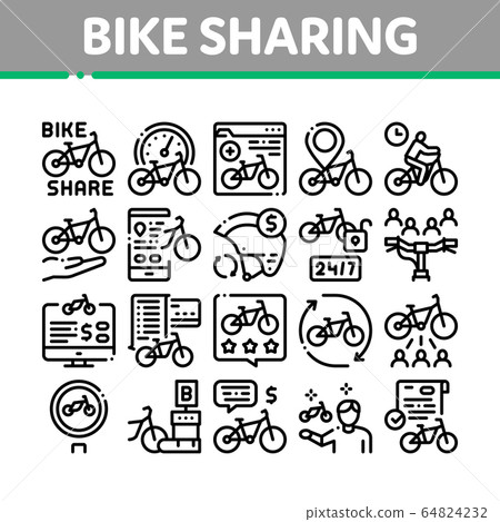 Bike Sharing Business Collection Icons Set Vector - Stock Illustration ...