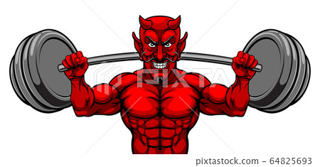 Devil Weight Lifting Body Builder Sports Mascot - Stock Illustration ...