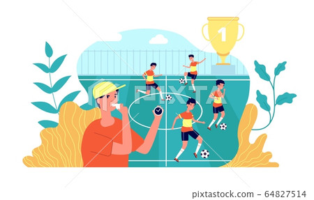 Kids football. Soccer play learning. Summer... - Stock Illustration ...