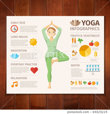Healthy Lifestyle infographic on wood... - Stock Illustration [64829224 ...
