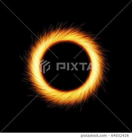 Shining circle with orange sparkles and glowing...-插圖素材 [64832426 ...