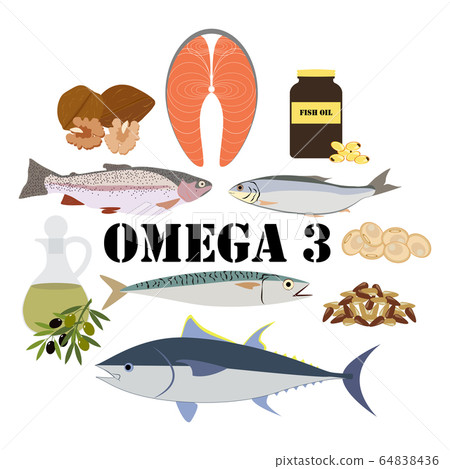 Omega 3 healthy nutrient rich food vector... - Stock Illustration ...