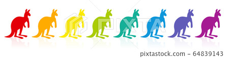 Rainbow colored kangaroos, colorful parade,... - Stock Illustration ...