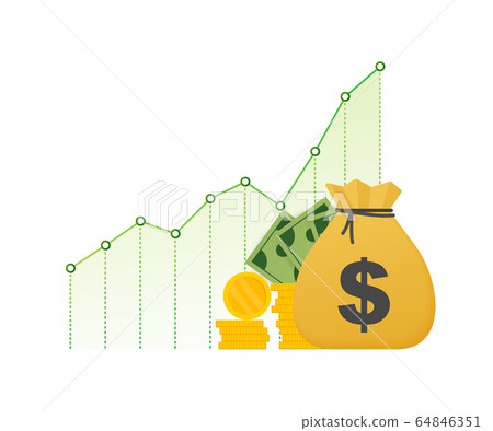 Profit money or budget. Cash and rising graph - Stock Illustration ...