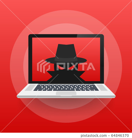 Spyware, Internet technology. Stop sign, Web icon. - Stock Illustration ...