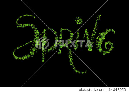 Spring word lettering done in green leaves on a... - Stock Illustration ...