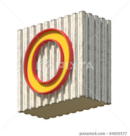Vintage concrete red yellow font Letter O 3D - Stock Illustration ...
