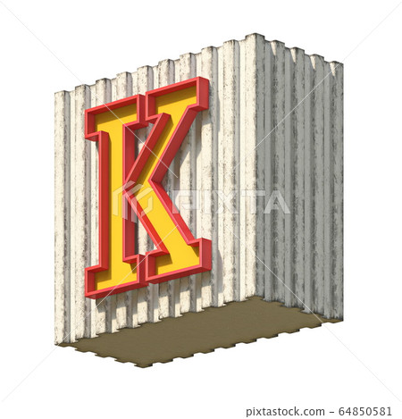Vintage concrete red yellow font Letter K 3D - Stock Illustration ...