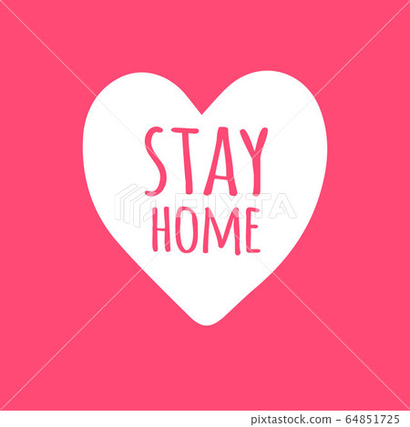 Vector white stay home lettering in heart - Stock Illustration ...