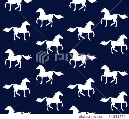 Vector seamless pattern of white horse silhouette - Stock Illustration ...