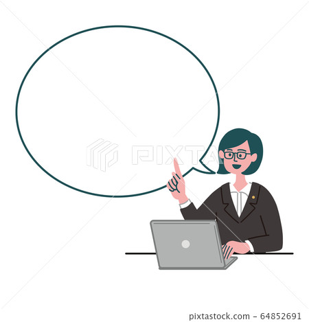 Suit female glasses personal computer comment... - Stock Illustration ...