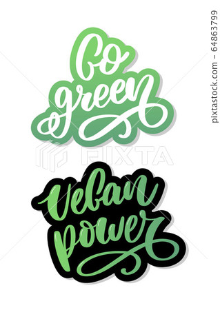 Vector hand drawn sign.Calligraphy Go green. - Stock Illustration ...