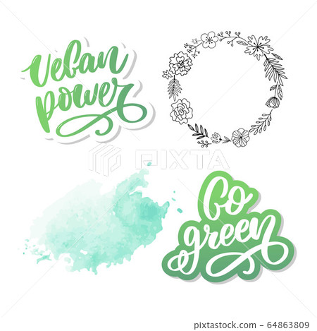 Vector hand drawn sign.Calligraphy Go green. - Stock Illustration ...