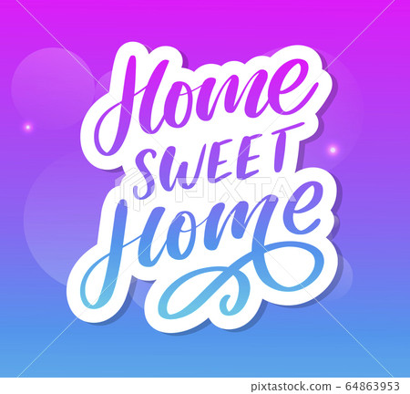 'home sweet home' hand lettering, quarantine - Stock Illustration ...