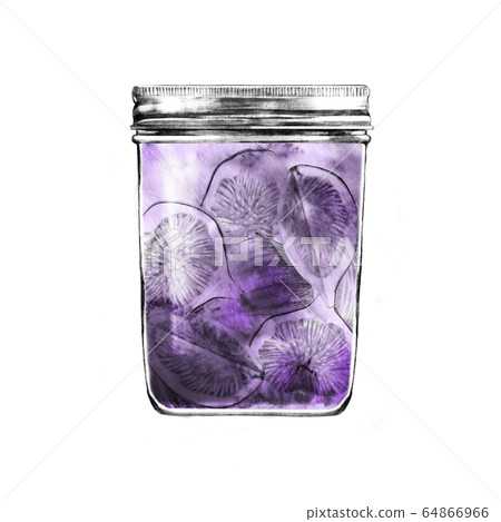 Hand drawn jat with fig jam. - Stock Illustration [64866966] - PIXTA
