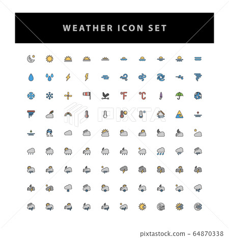 weather vector icon set with filled outline style - Stock Illustration ...