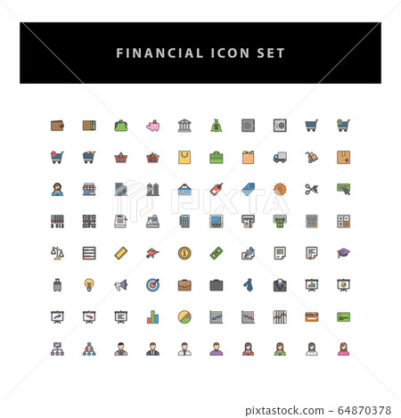 business financial vector icons set with filled - Stock Illustration ...