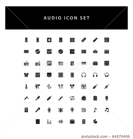 music audio vector icons set with glyph style - Stock Illustration ...