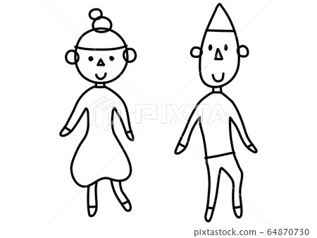 Young men and women line drawing - Stock Illustration [64870730] - PIXTA