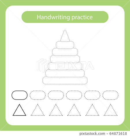 Pyramid. Kids toys theme. Handwriting practice - Stock Illustration ...