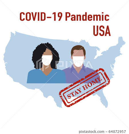 USA Coronavirus nCoV COVID-19 People Quarantine - Stock Illustration ...
