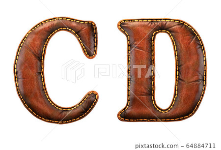 Set of leather letters C, D uppercase. 3D... - Stock Illustration ...