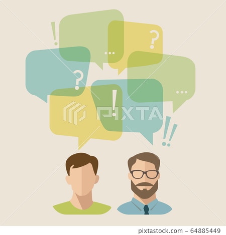 Communication flat style illustration with male... - Stock Illustration ...