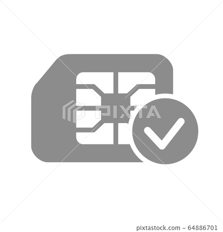 SIM card check flat gray icon. Approved phone... - Stock Illustration ...