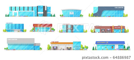 Car service, auto center mechanic station building - Stock Illustration ...