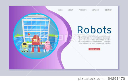 Robotics online lessons with cute robots and... - Stock Illustration ...