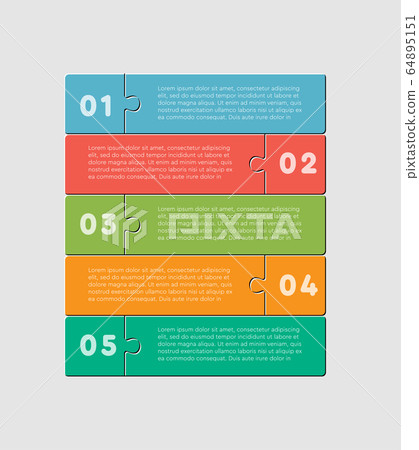 Five pieces puzzle square diagram info graphic - Stock Illustration ...