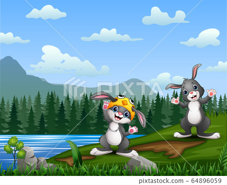 bunnies, rabbit, river - Stock Illustration [64896059] - PIXTA
