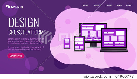 Bright illustration for design Landing page.... - Stock Illustration ...
