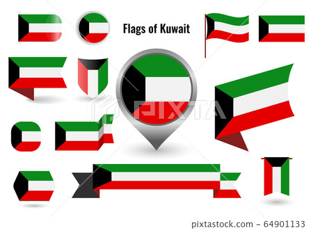 A large set of icons and signs with the flag of... - Stock Illustration ...