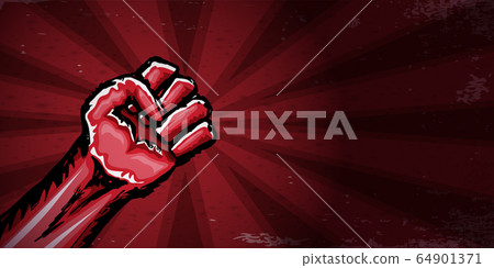 Vectro red protest fist isolated on red... - Stock Illustration ...