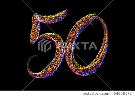 50 number lettering made by colorful particles... - Stock Illustration ...