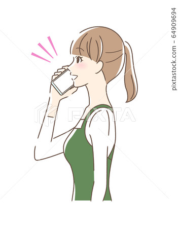 Side profile of a woman talking on a smartphone - Stock Illustration ...