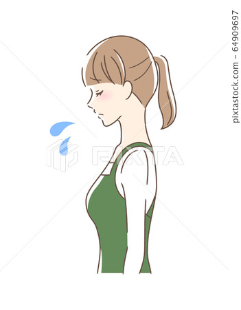 Side profile of a sad woman - Stock Illustration [64909697] - PIXTA