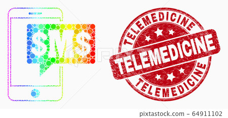 Vector Rainbow Colored Dot Phone Sms Cloud Icon... - Stock Illustration ...