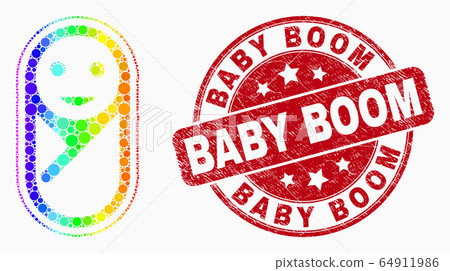 Vector Rainbow Colored Dotted New Born Icon and... - Stock Illustration ...